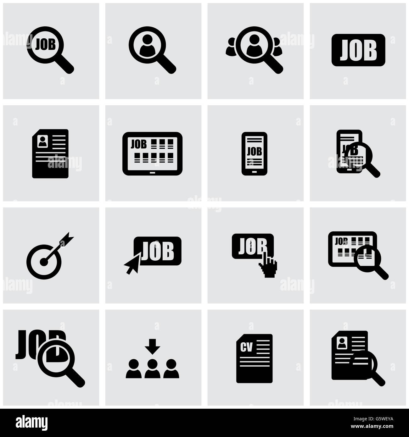 Vector black job search icon set Stock Vector Image & Art - Alamy