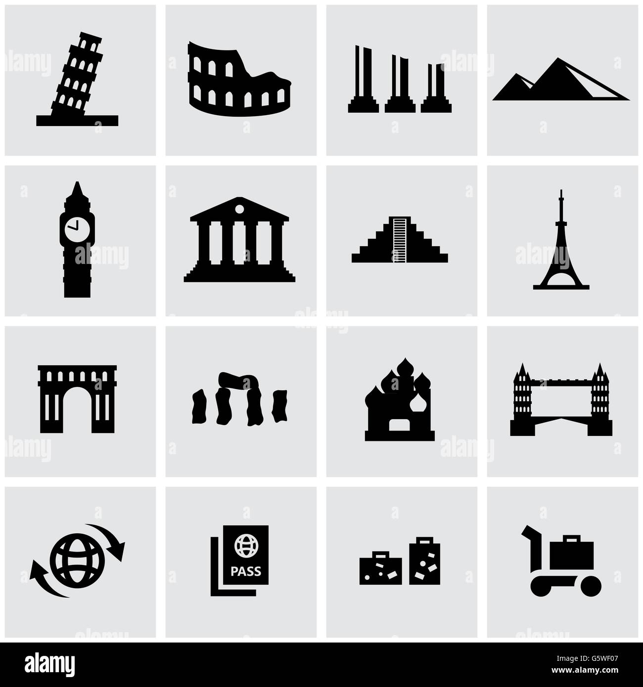 Vector black landmarks icon set Stock Vector Image & Art - Alamy