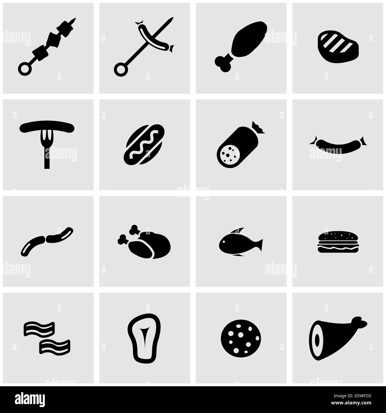 Vector black meat icon set Stock Vector Image & Art - Alamy