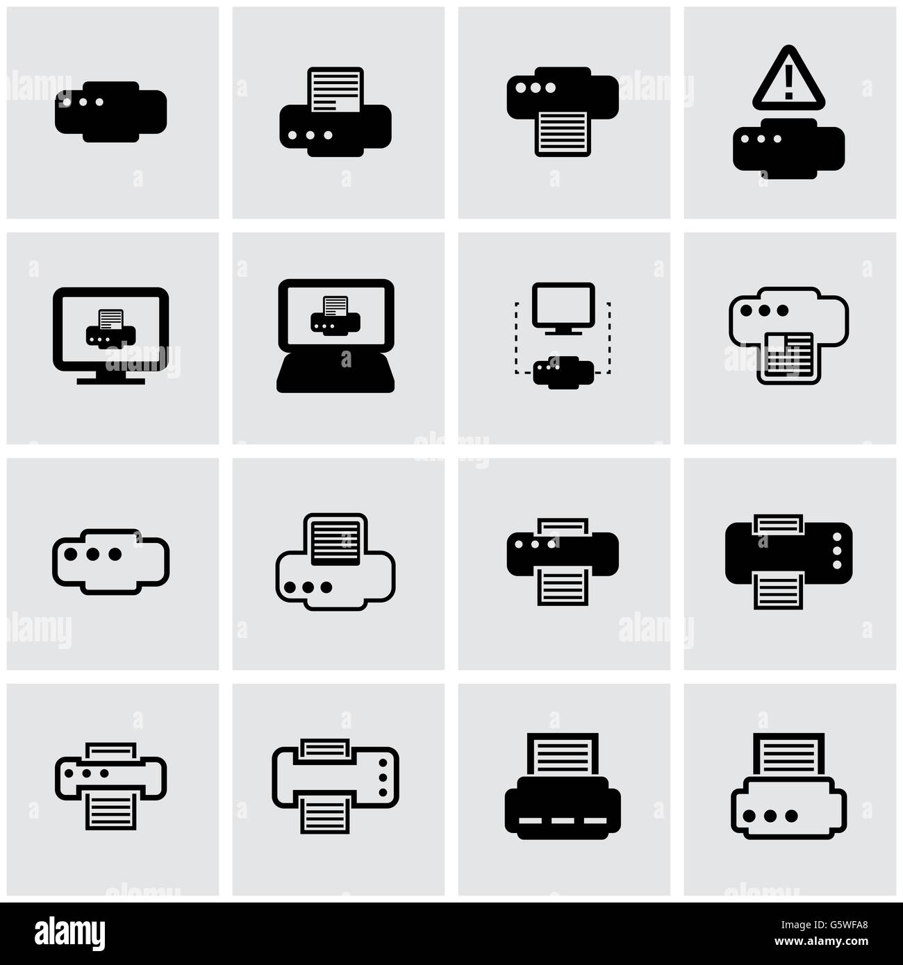 Vector black printer icon set Stock Vector Image & Art - Alamy