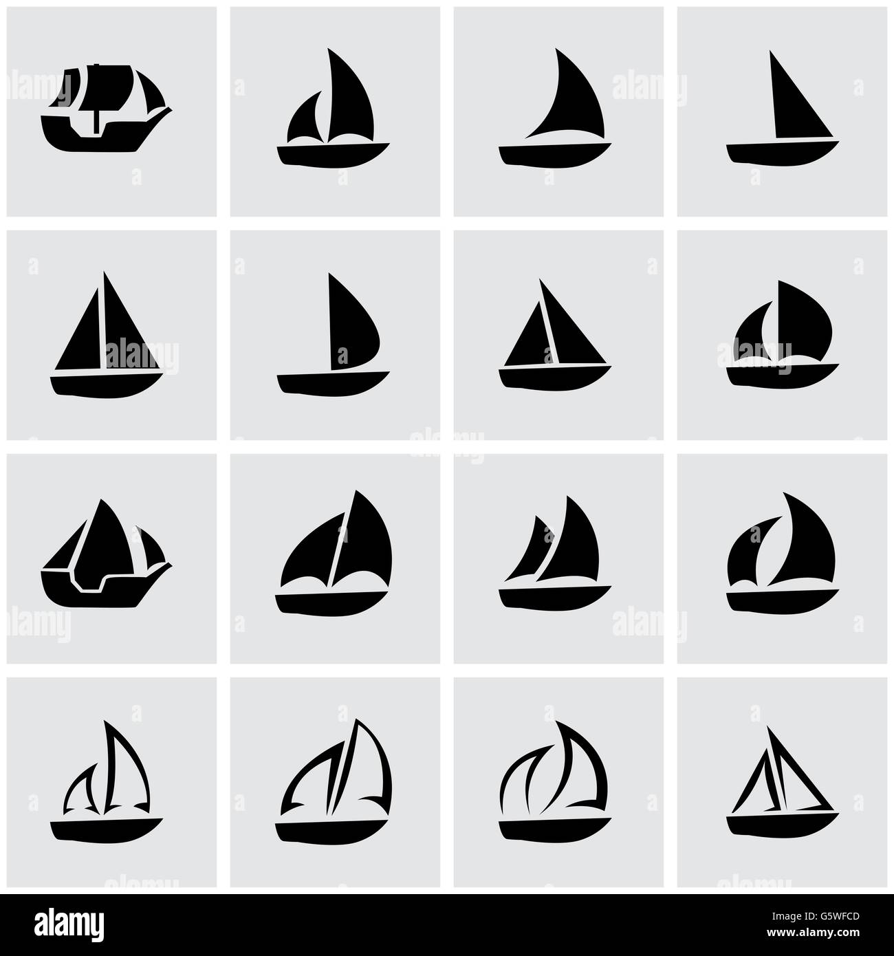 Vector black sailboat icon set Stock Vector Image & Art - Alamy