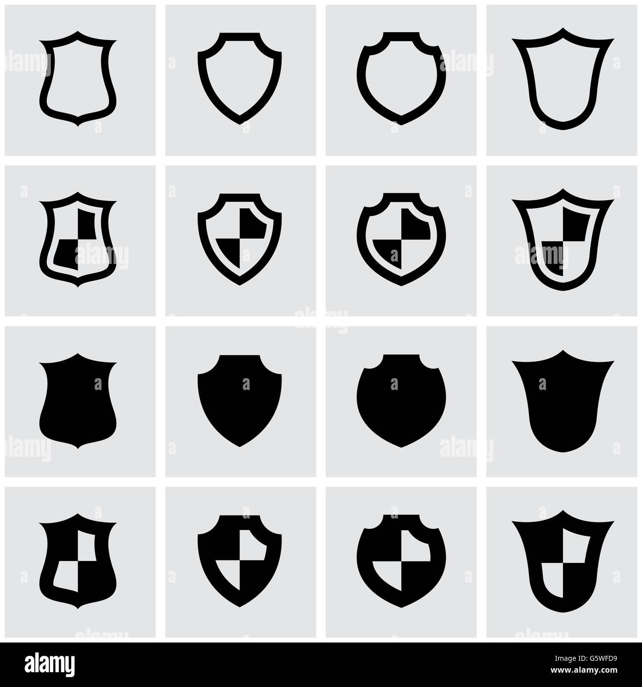 Vector Black Shield Icon Set Stock Vector Image And Art Alamy