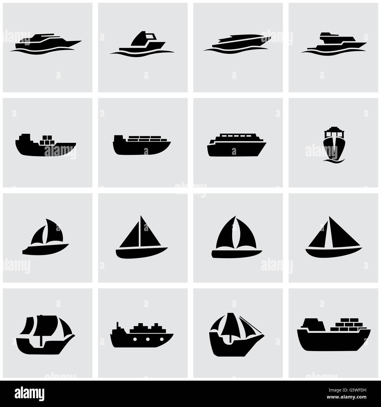 Vector black ship and boat icon set Stock Vector Image & Art - Alamy