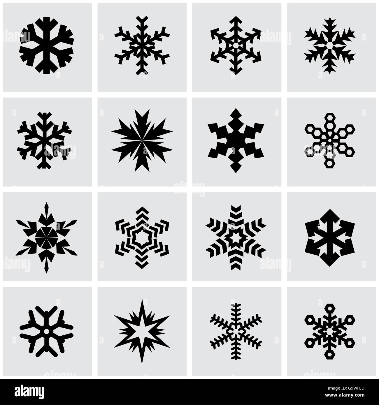 Vector black snowflake icon set Stock Vector Image & Art - Alamy