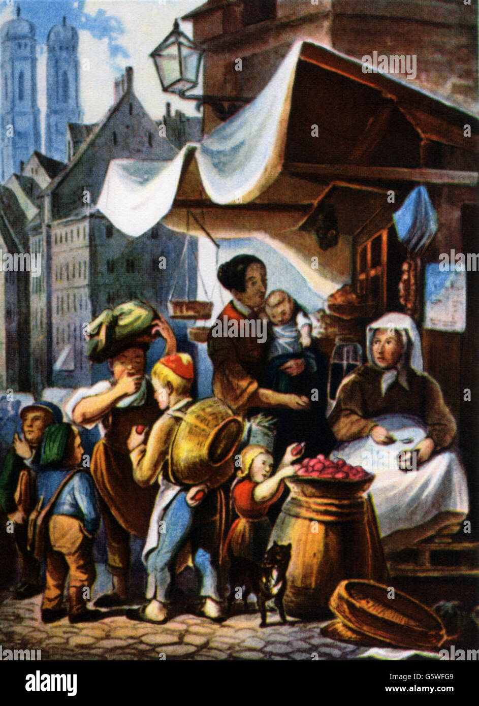 festivities, Easter, boys doing egg tapping, after watercolour, circa ...