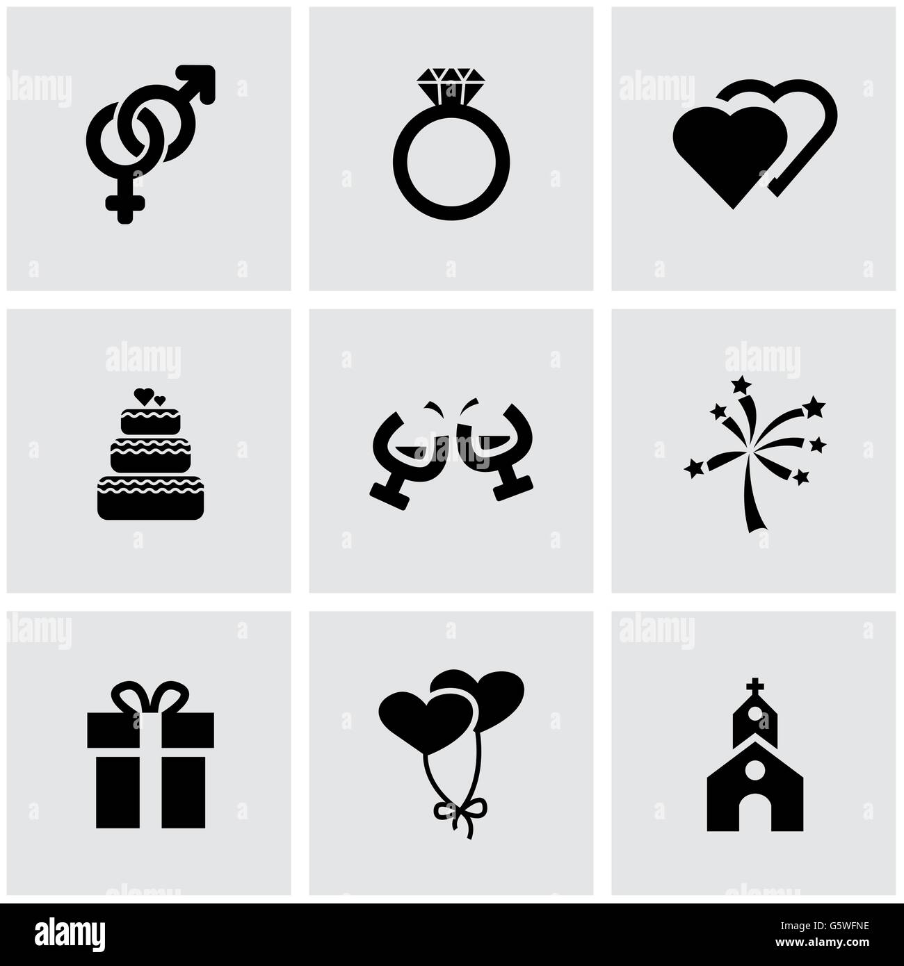 Vector black wedding icon set Stock Vector Image & Art - Alamy