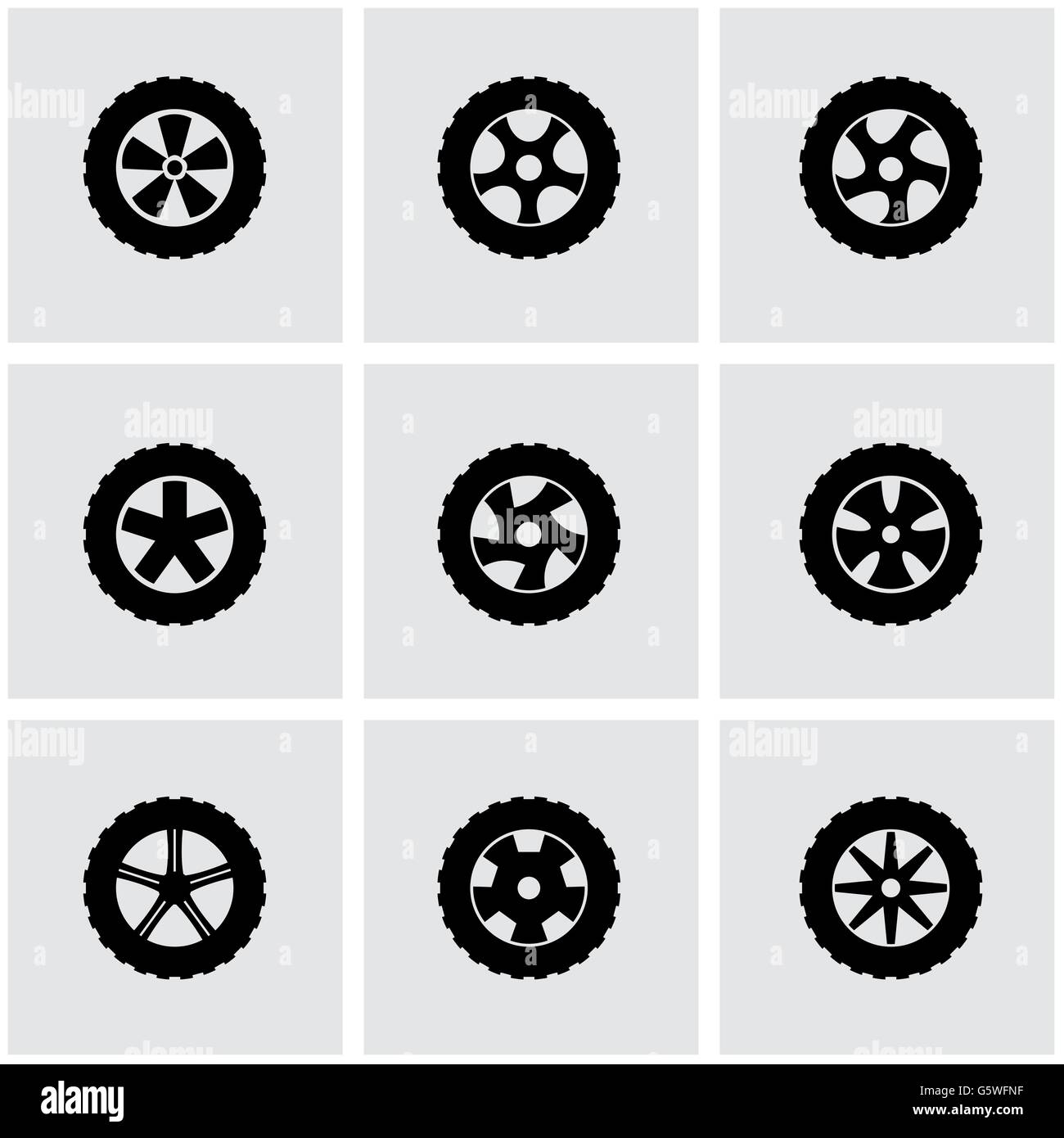 Vector black wheel icon set Stock Vector Image & Art - Alamy