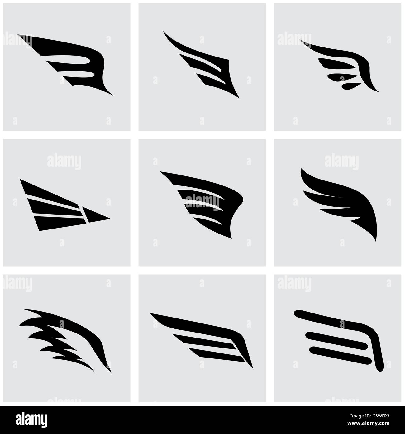 Vector black wing icon set Stock Vector Image & Art - Alamy