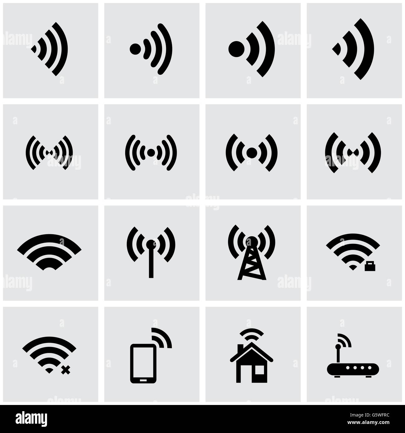 Vector black wireless icon set Stock Vector Image & Art - Alamy