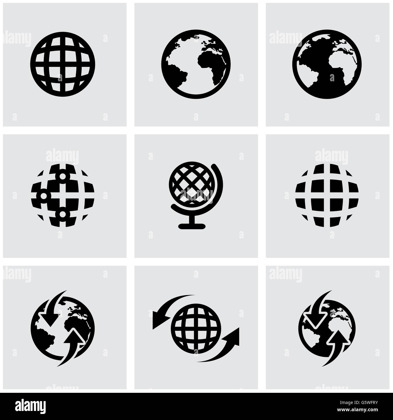 Vector black world map icon set Stock Vector Image & Art - Alamy