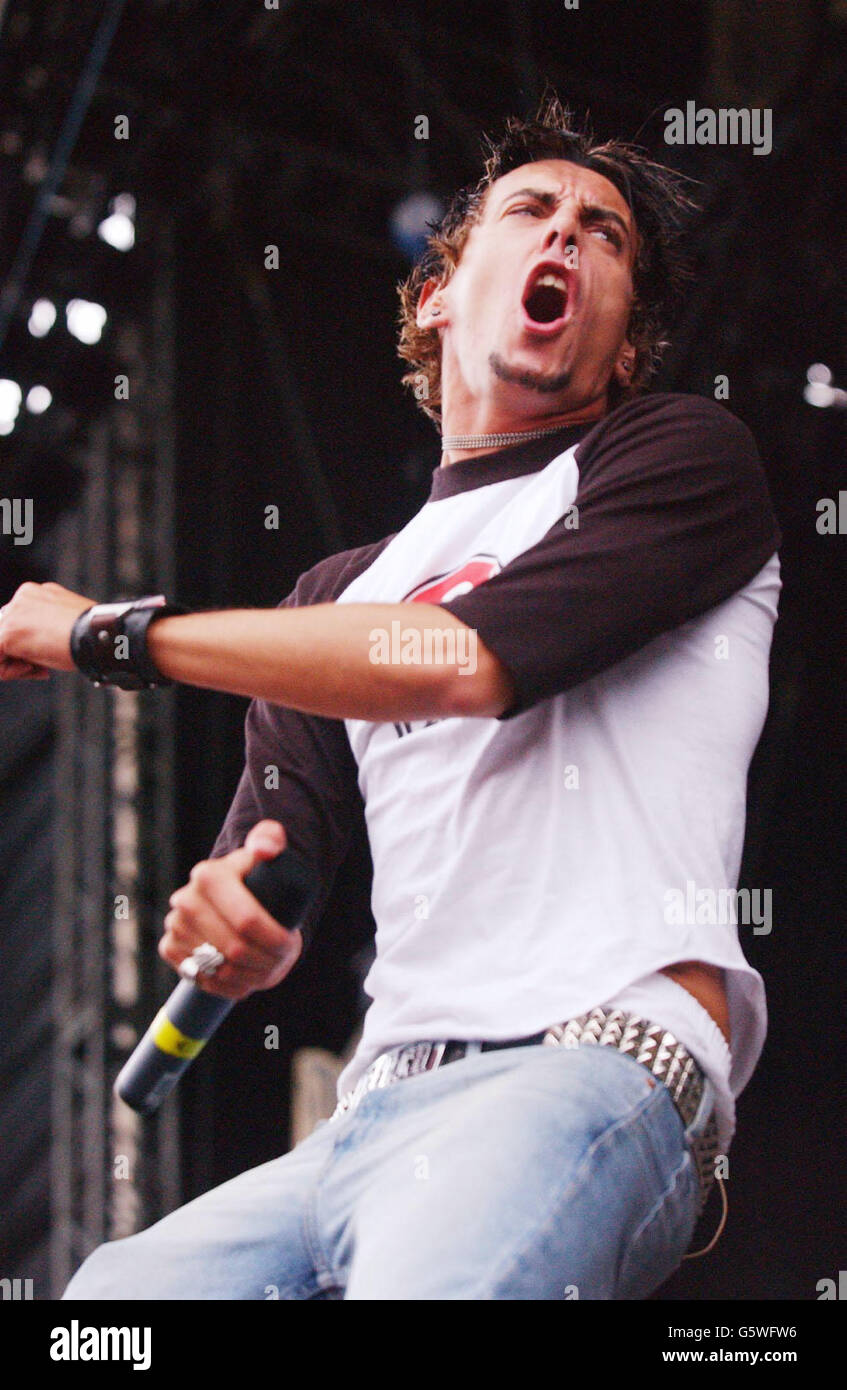 Lostprophets performing on stage, during the Ozzfest annual rock music ...