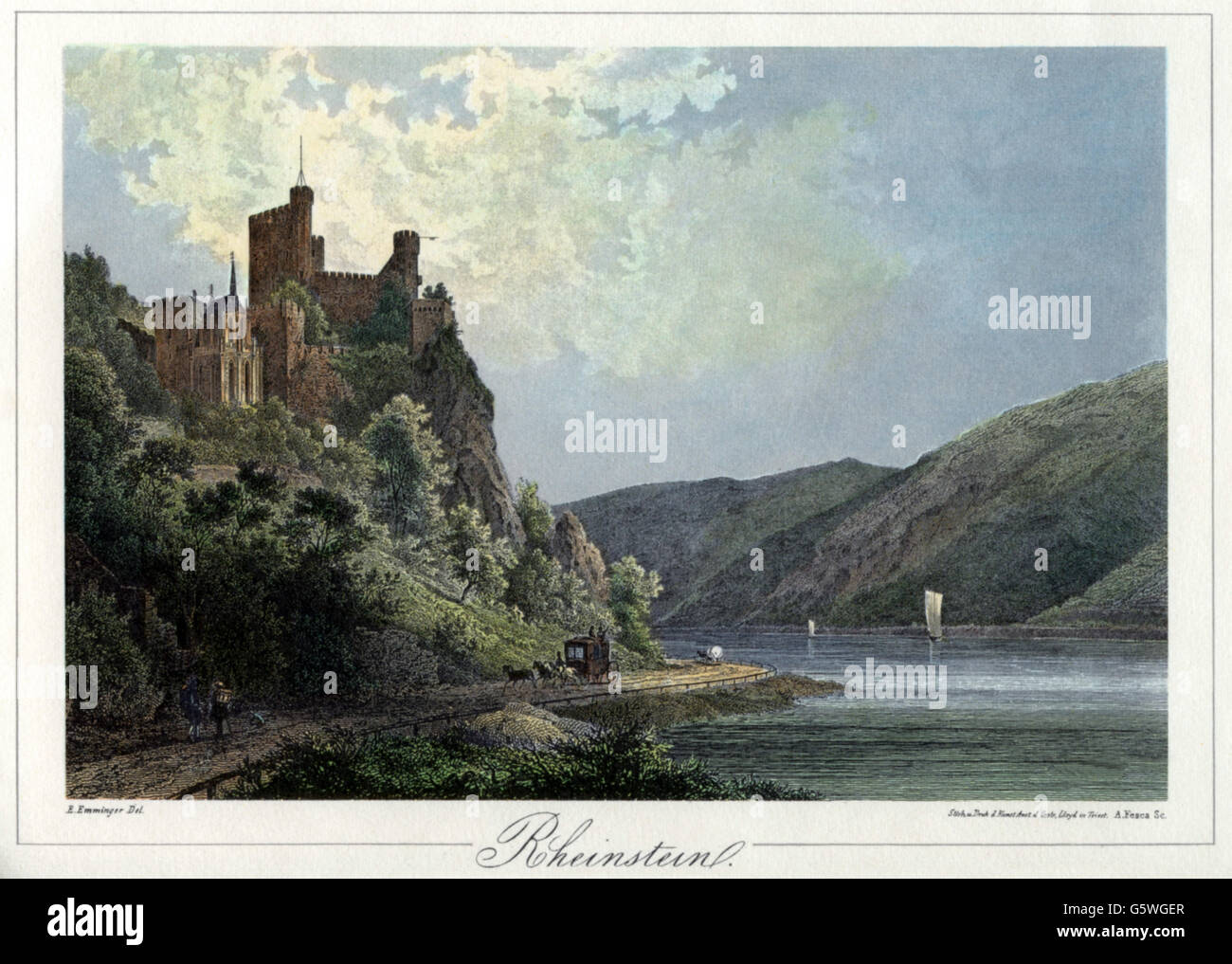 geography / travel, Germany, castles, Rheinstein Castle, exterior view ...