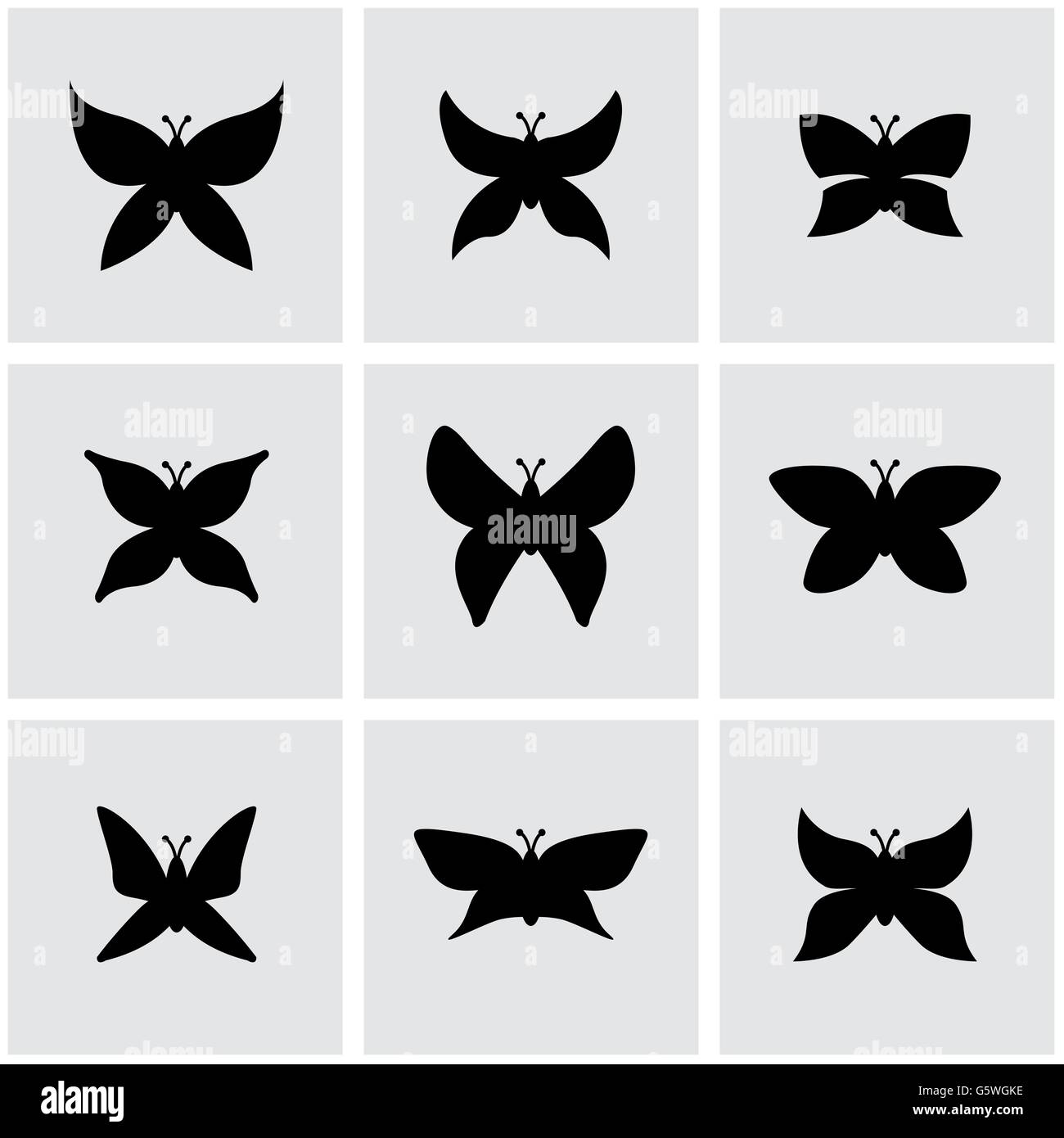 Vector black butterfly icon set Stock Vector Image & Art - Alamy