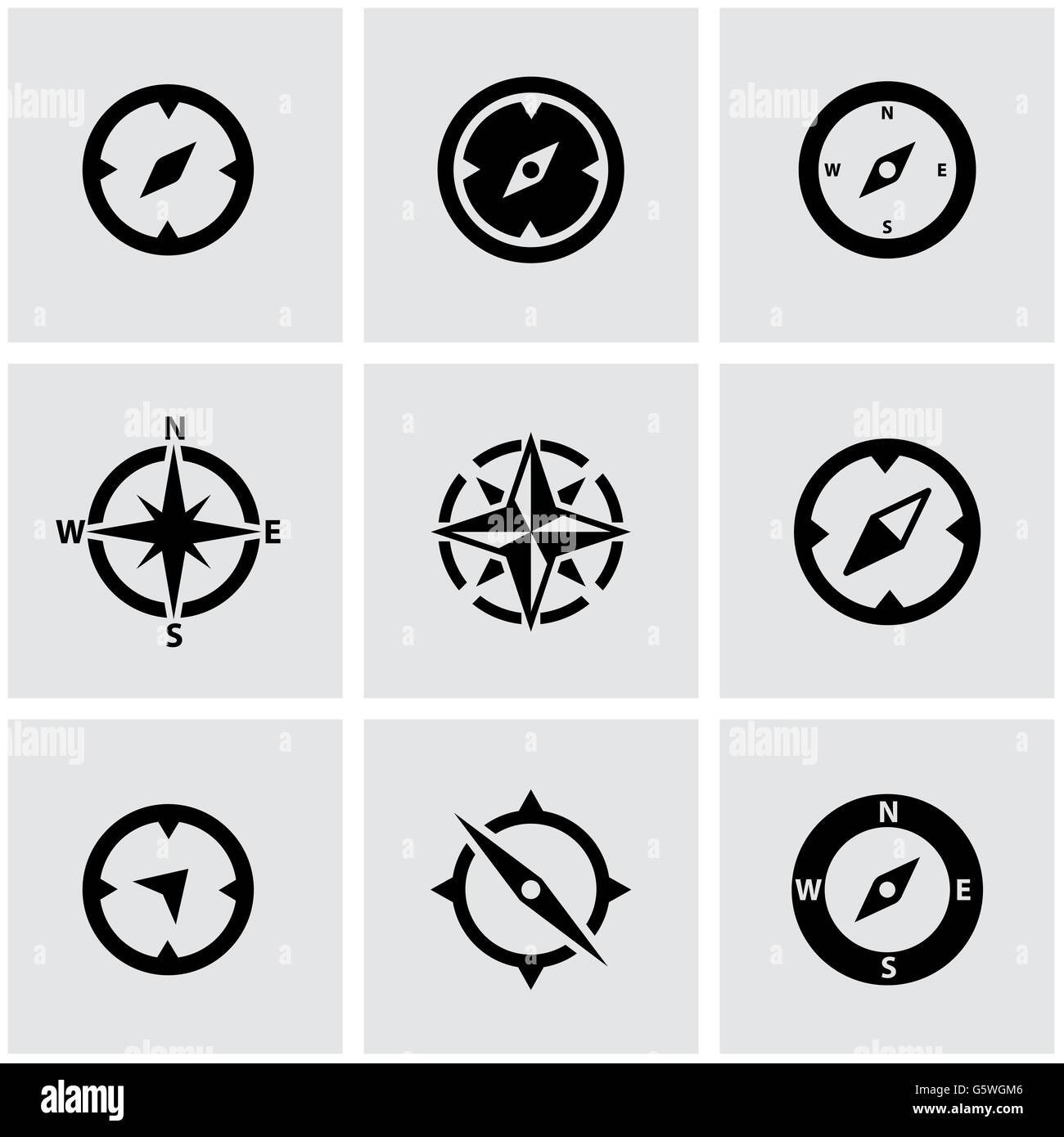 Vector black compass icon set Stock Vector Image & Art - Alamy