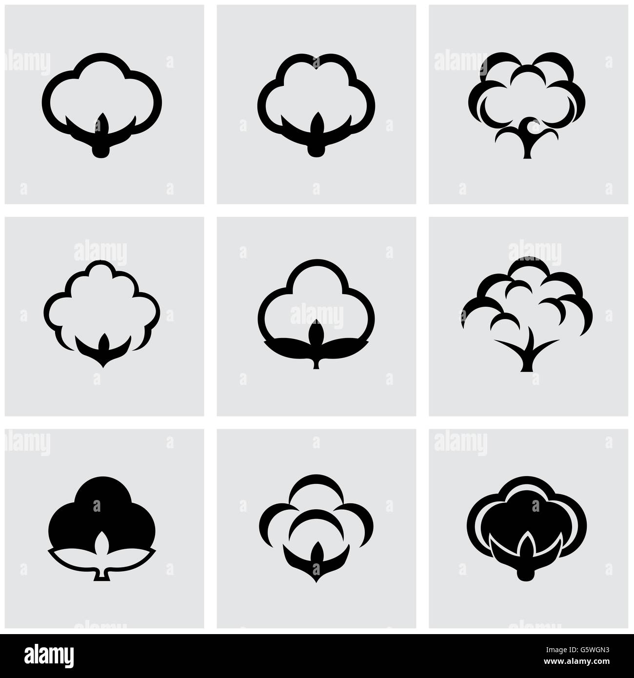 Vector black cotton icon set Stock Vector Image & Art - Alamy