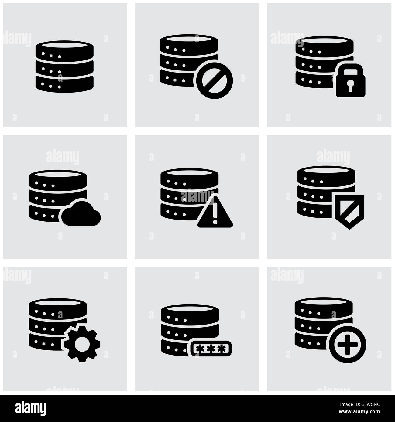 Vector Black Database Icon Set Stock Vector Image And Art Alamy