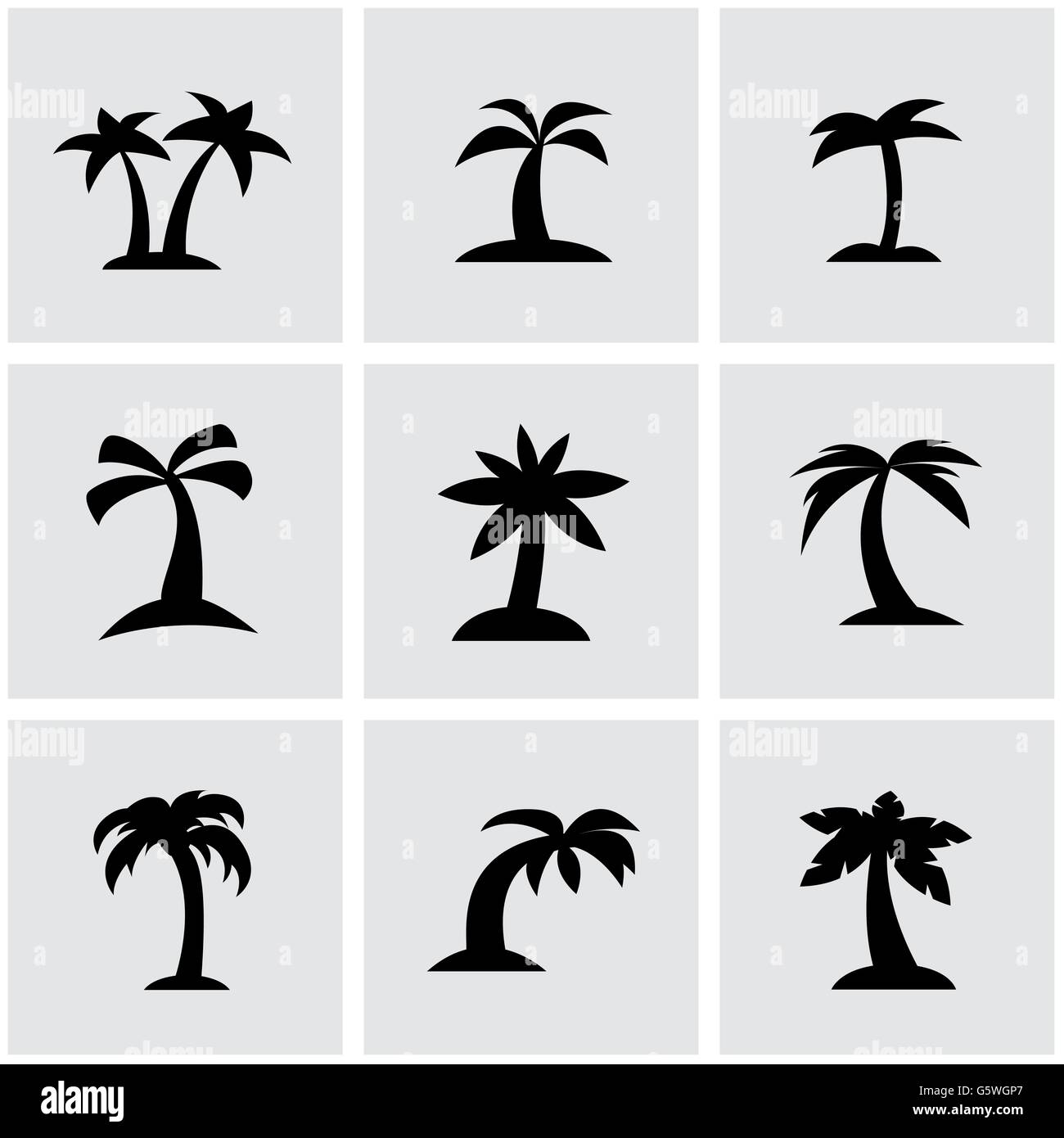 Vector black palm icon set Stock Vector Image & Art - Alamy
