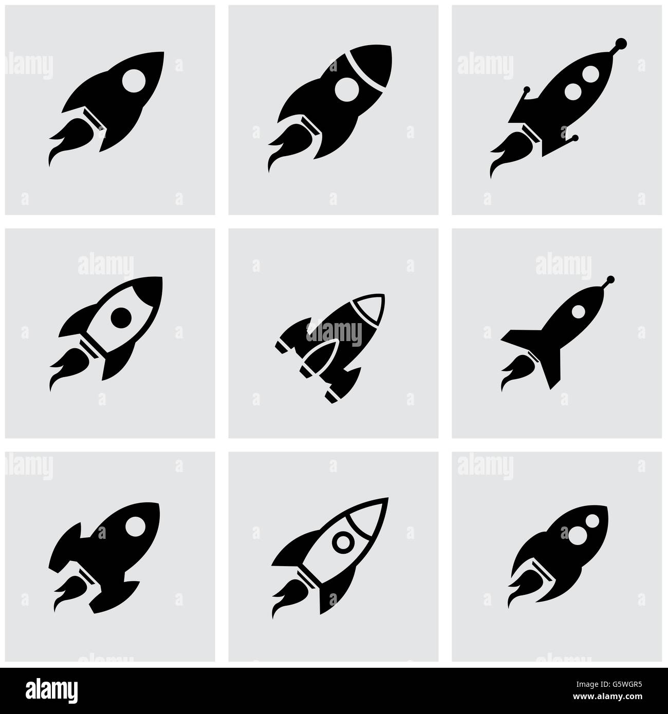 Vector black rocket icon set Stock Vector Image & Art - Alamy