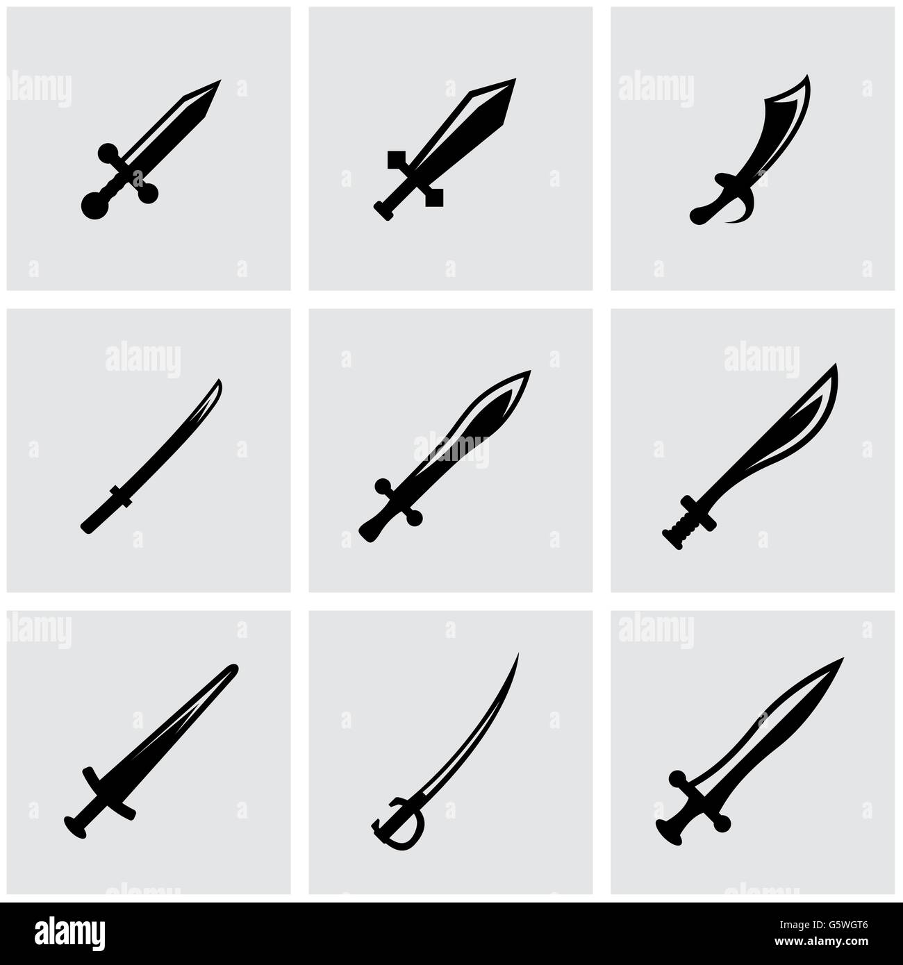 Vector black sword icon set Stock Vector Image & Art - Alamy