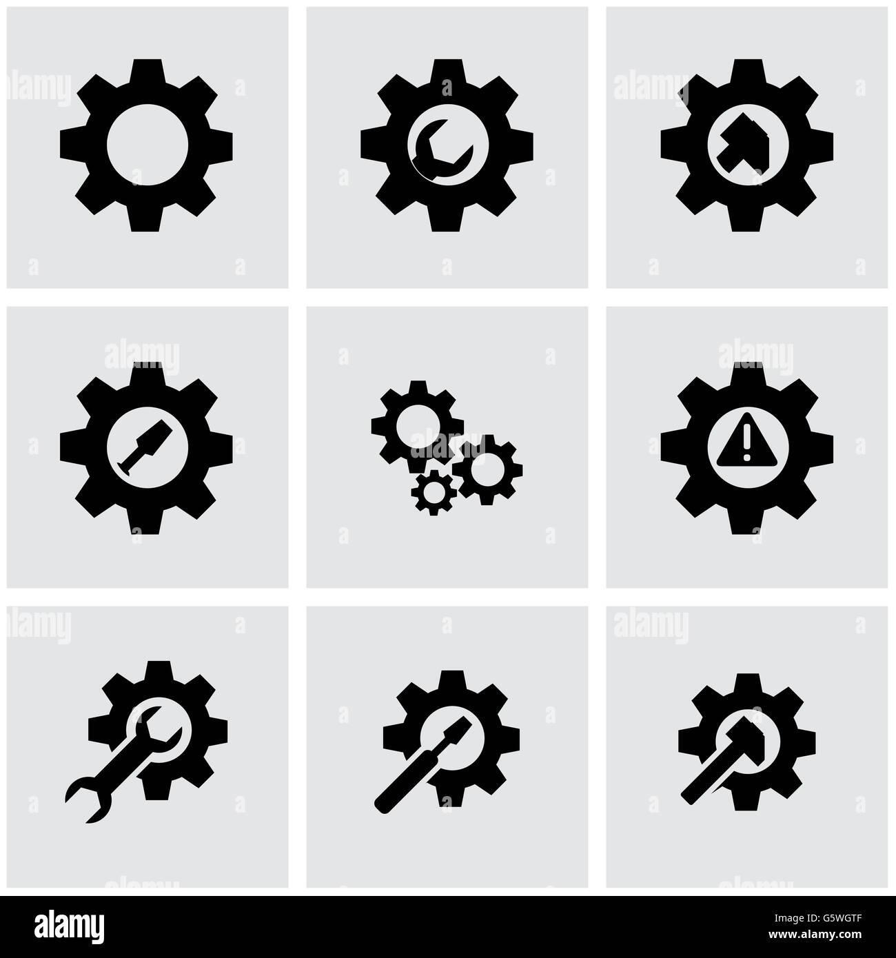 Vector black tools in gear icon set Stock Vector Image & Art - Alamy