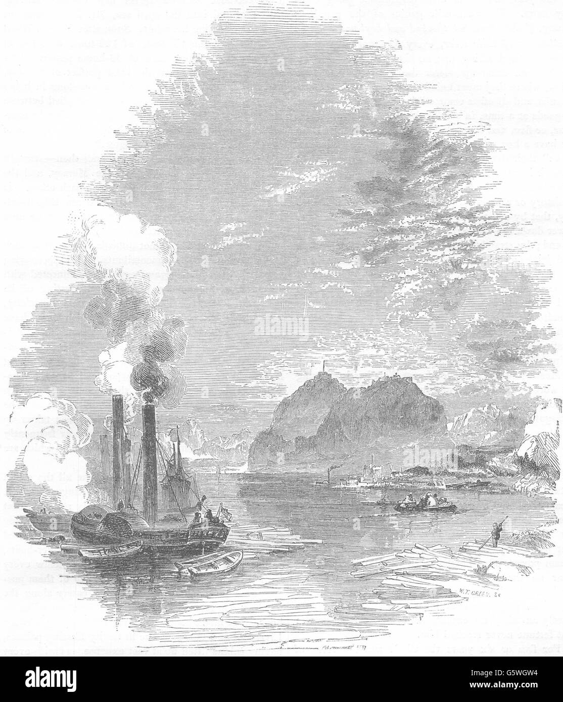 SCOTLAND: The Clyde- Dumbarton, antique print 1850 Stock Photo - Alamy