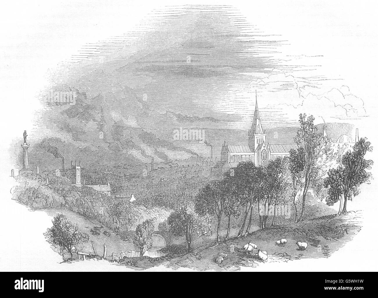 GLASGOW: Glasgow, From St. Rollox, antique print 1850 Stock Photo - Alamy