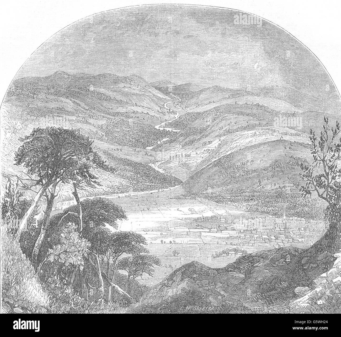 SCOTLAND: Ballater, antique print 1850 Stock Photo - Alamy