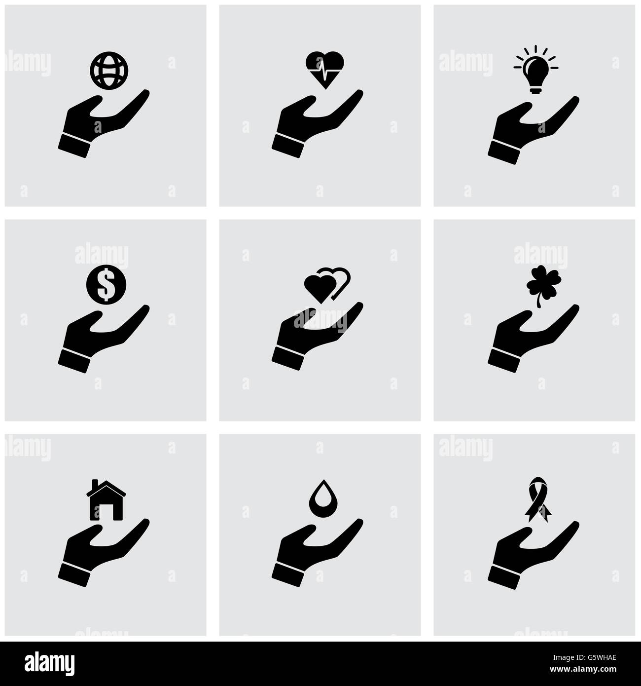 Vector black insurance hand icon set Stock Vector Image & Art - Alamy