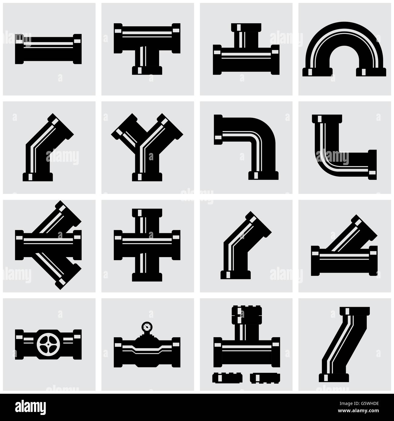 Vector black pipe fittings icon set Stock Vector Image & Art - Alamy