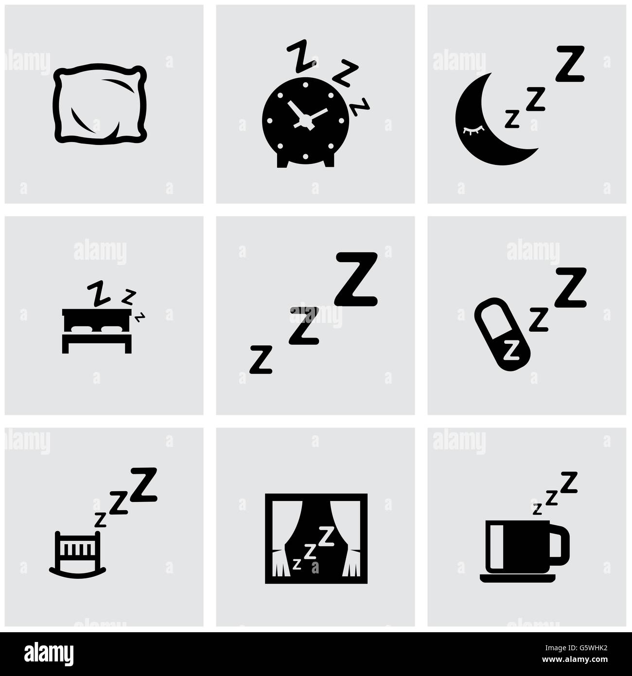 Vector black sleep icon set Stock Vector Image & Art - Alamy