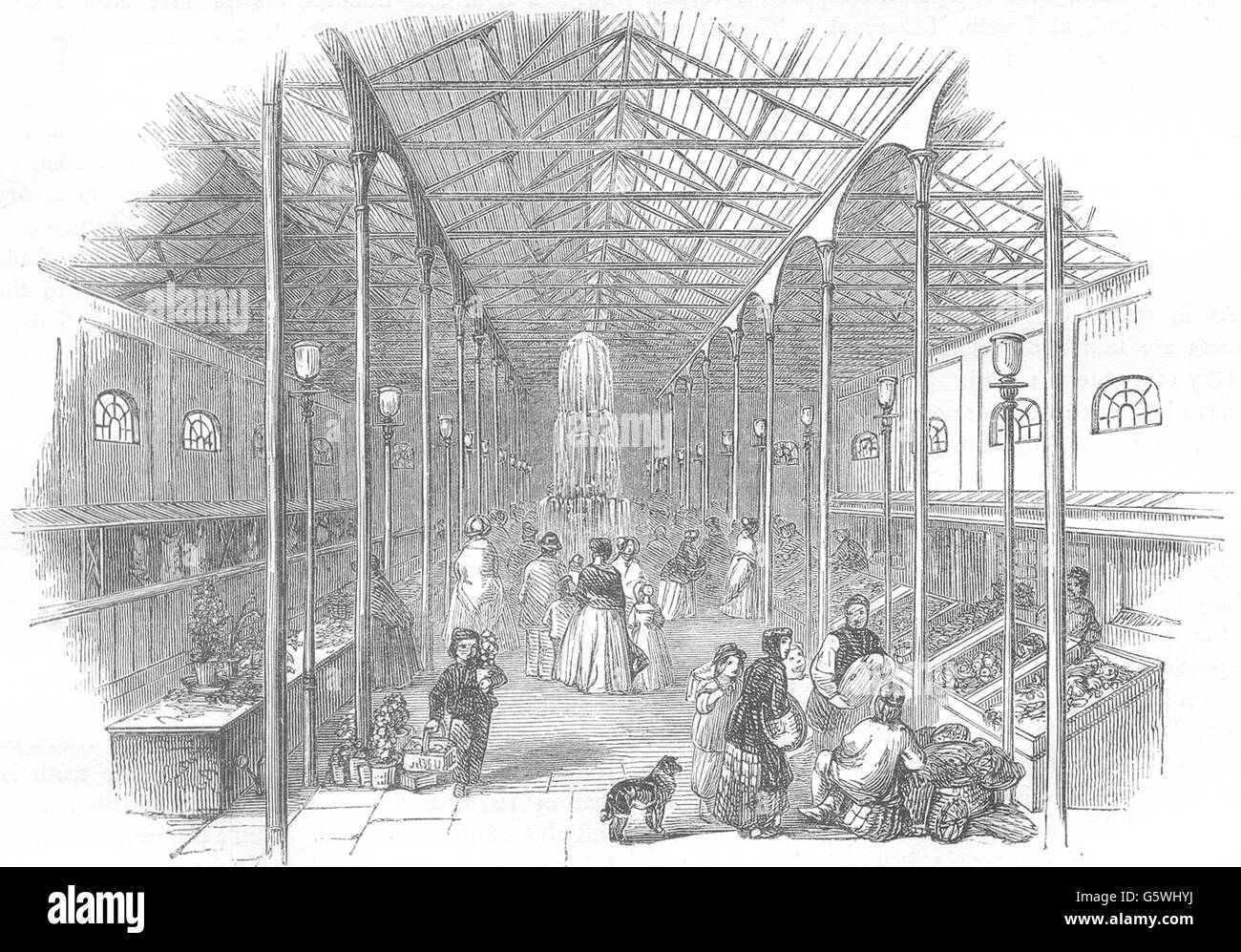CHESHIRE: Birkenhead Market, antique print 1850 Stock Photo - Alamy