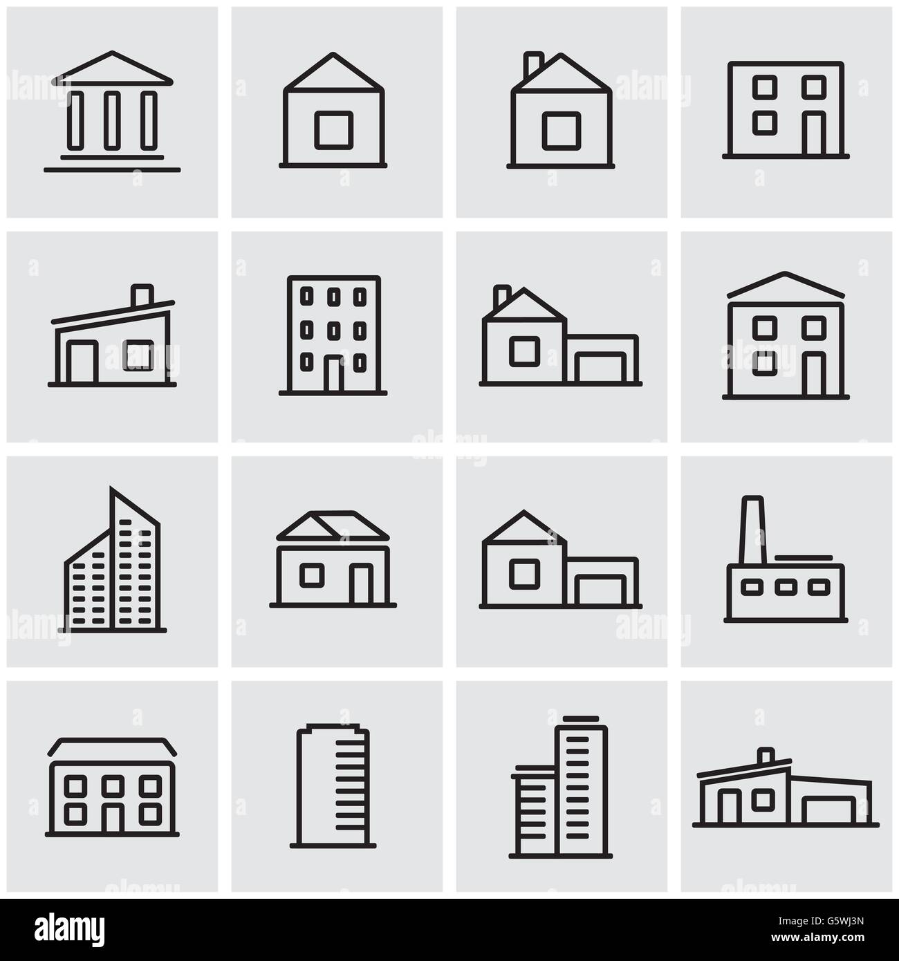 Vector line buildings icon set Stock Vector Image & Art - Alamy