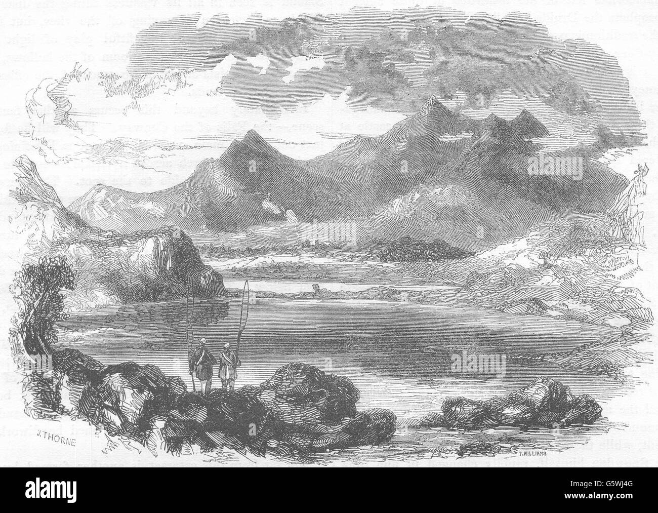 WALES: Snowdon, from Capel Curig, antique print 1850 Stock Photo - Alamy