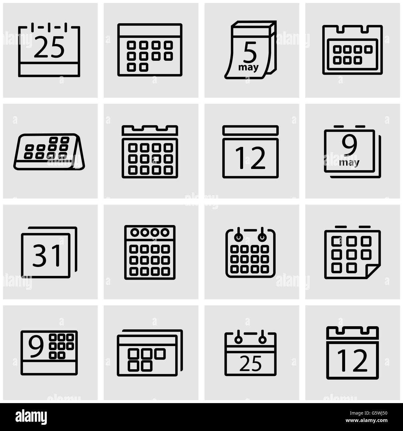 Black line calendar icon Stock Vector Images - Alamy