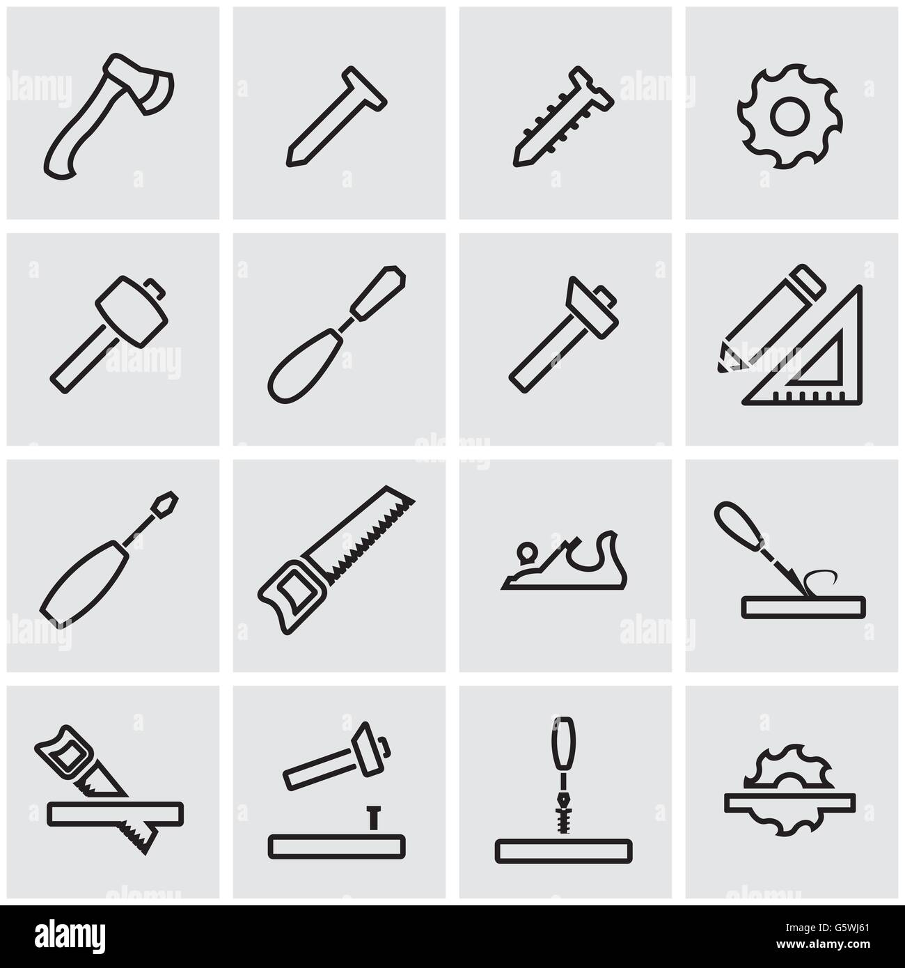 Vector line carpentry icon set Stock Vector Image & Art - Alamy