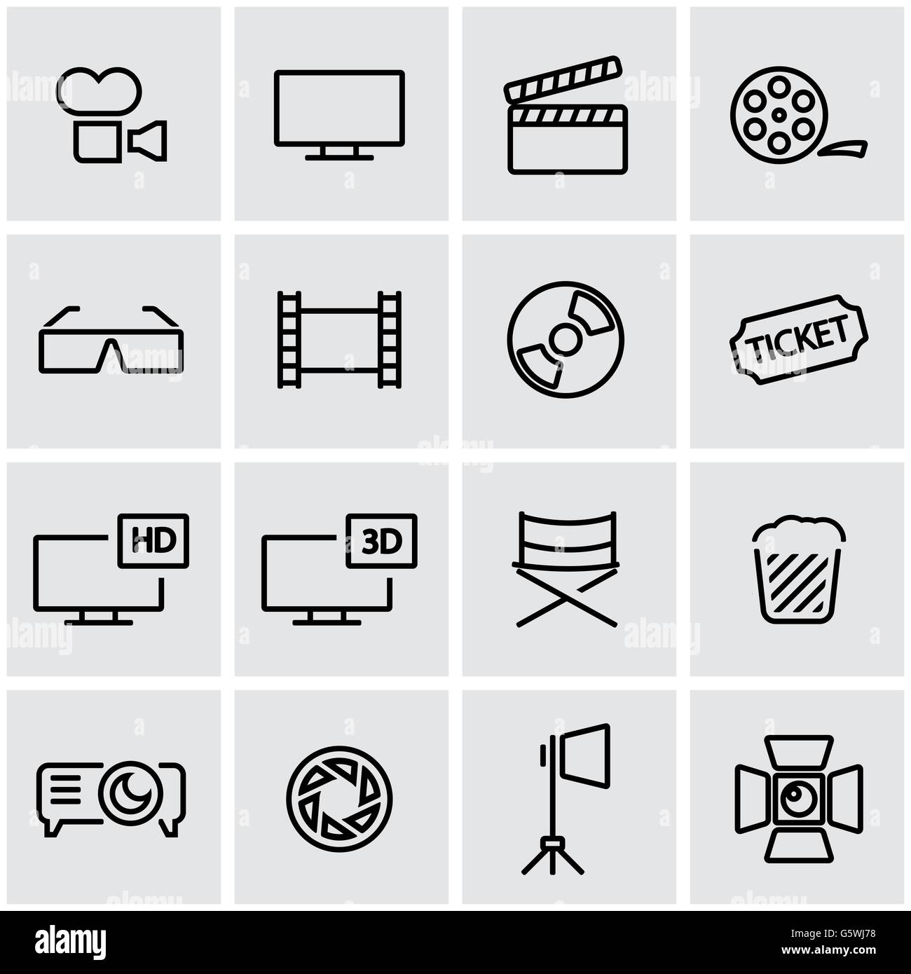 Vector line cinema icon set Stock Vector Image & Art - Alamy