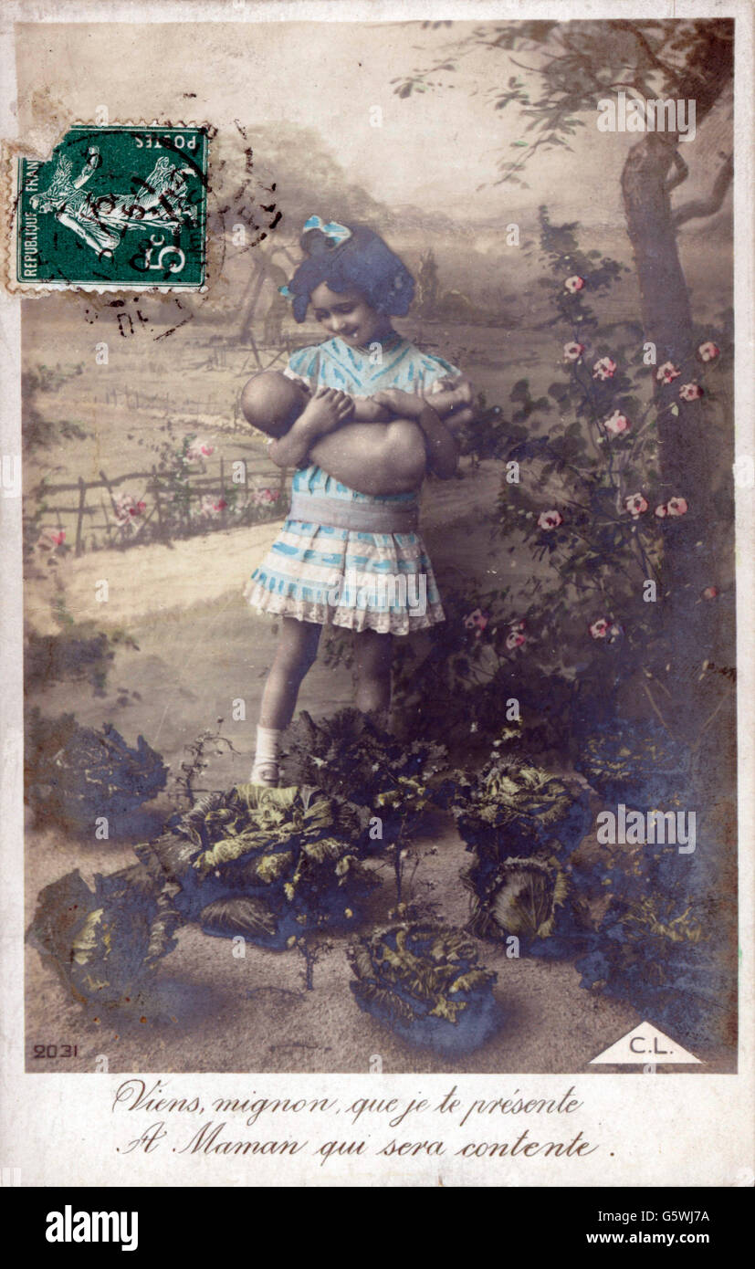 kitsch / cards / souvenir, "Viens mignon que je te presente a maman qui ...