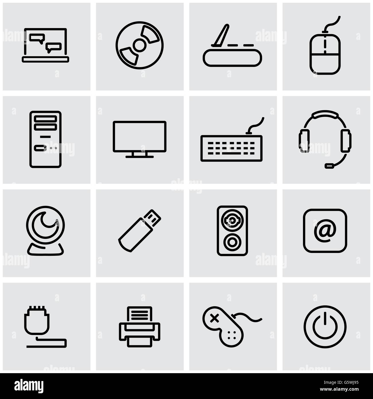 Vector line computer icon set Stock Vector Image & Art - Alamy