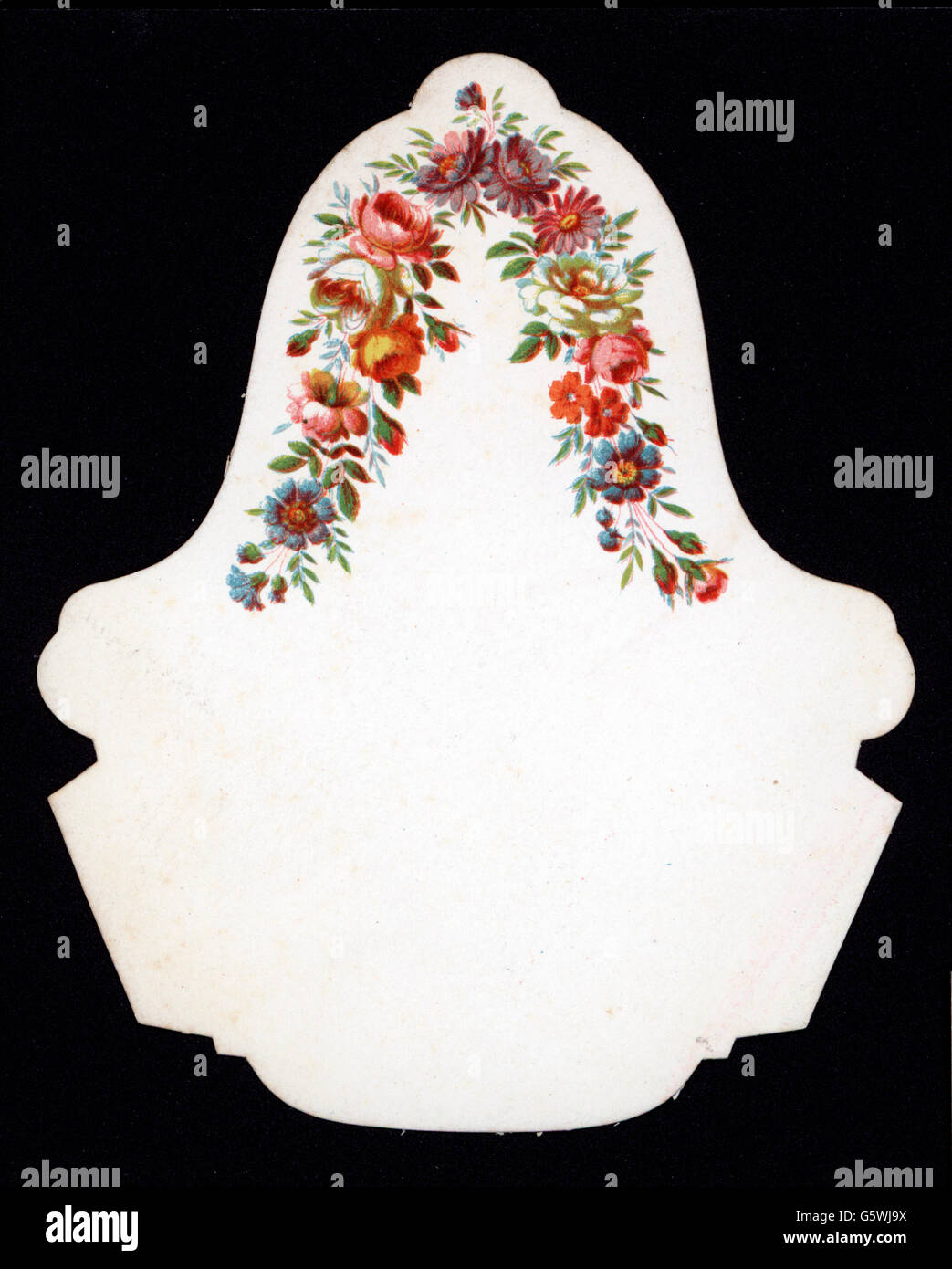 kitsch / cards / souvenir, blank card with floral pattern, 20th century ...