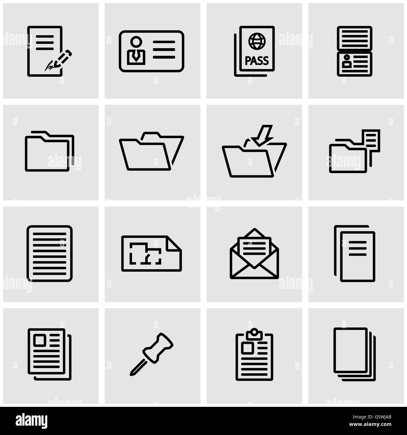 Vector line document icon set Stock Vector Image & Art - Alamy