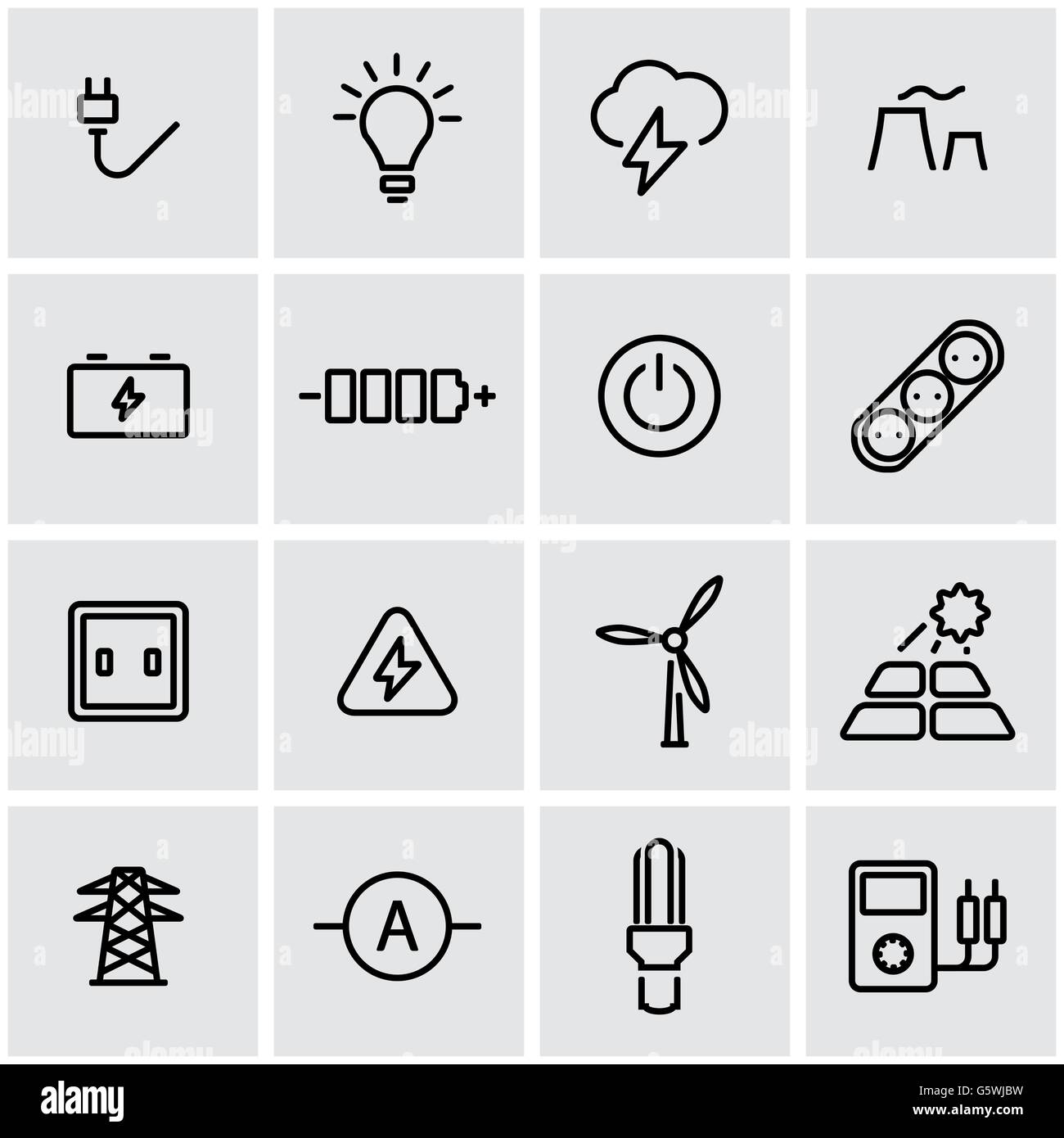 Vector line electricity icon set Stock Vector Image & Art - Alamy