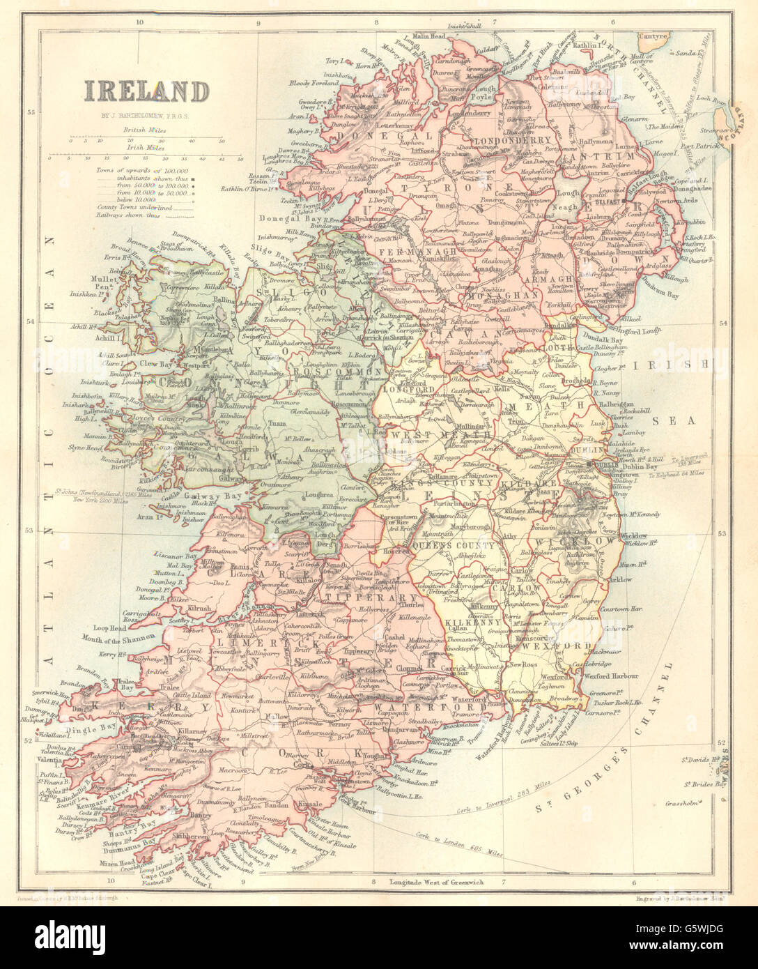 19th Century Ireland Map High Resolution Stock Photography and Images ...