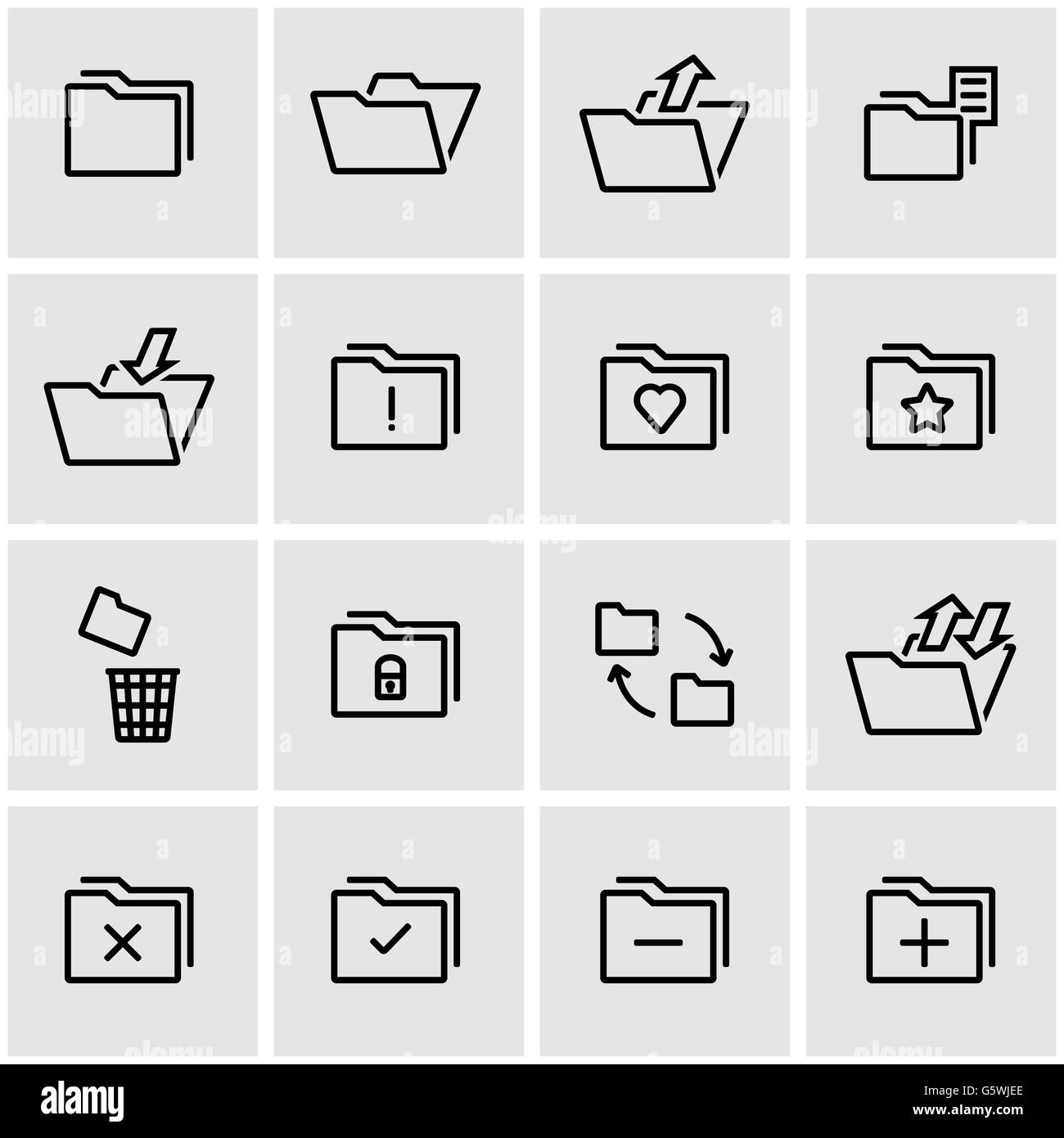 Vector line folder icon set Stock Vector Image & Art - Alamy
