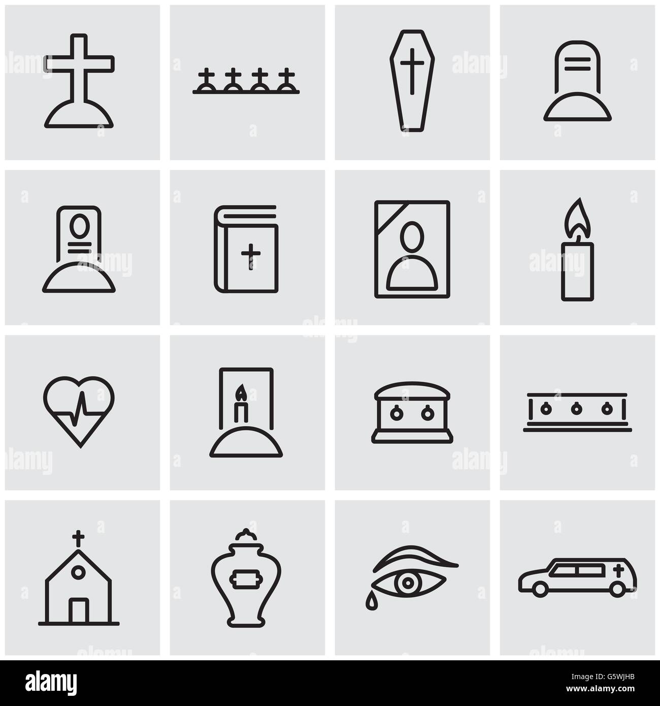 Vector line funeral icon set Stock Vector Image & Art - Alamy