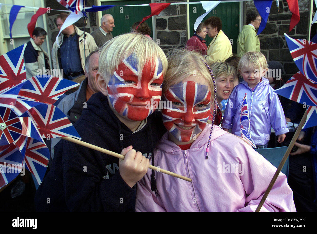 Harry Walsh aged 5 with sister Emily Walsh aged 8 during the Jubilee ...