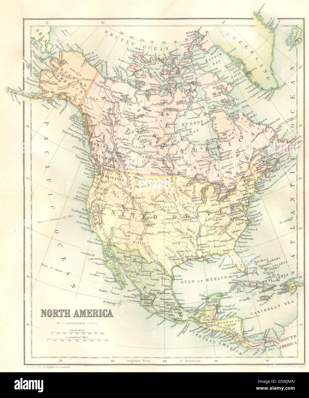 NORTH AMERICA: North America, 1864 antique map Stock Photo - Alamy