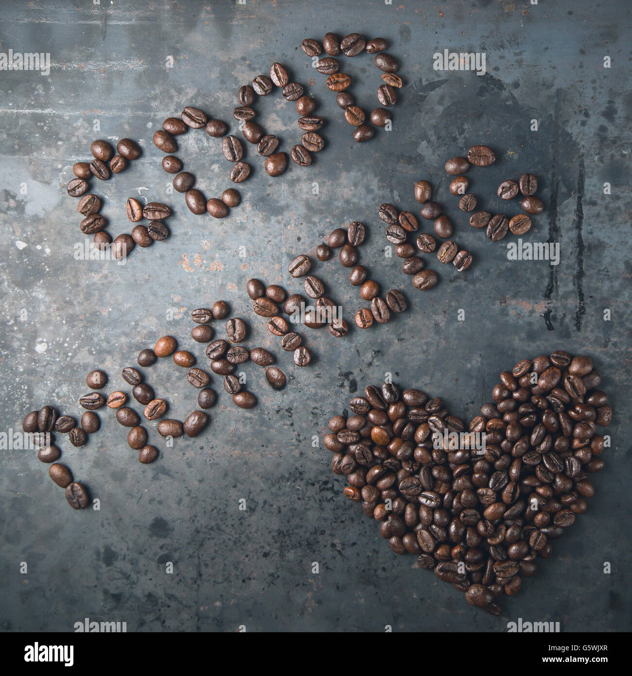 Good morning, heart of the coffee beans Stock Photo - Alamy