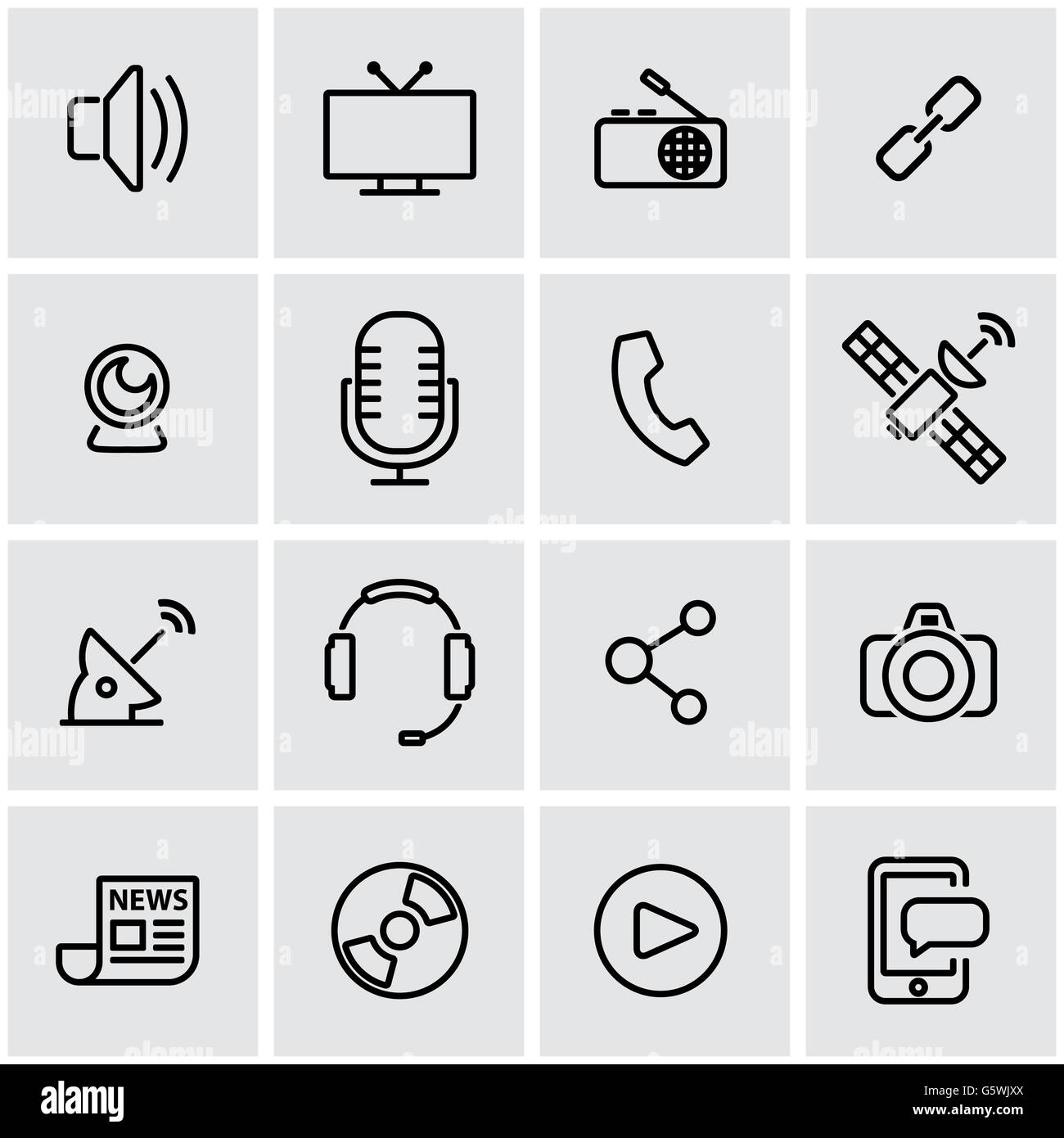 Vector line media icon set Stock Vector Image & Art - Alamy