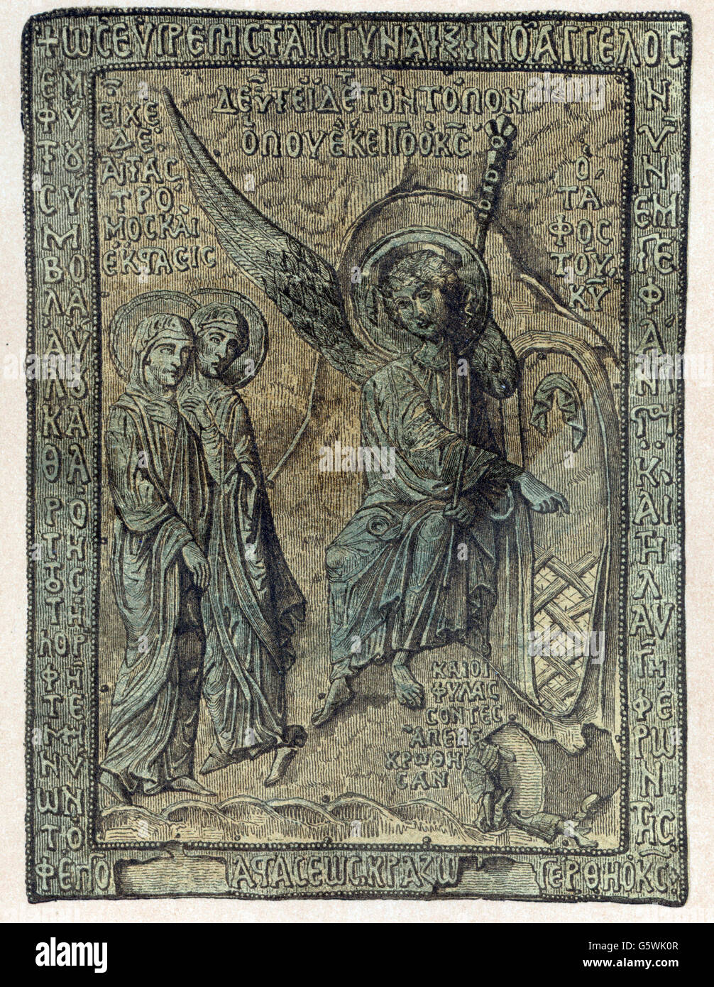 fine arts, Byzantine fine arts, bas-relief, women at Jesus' grave, 12th ...