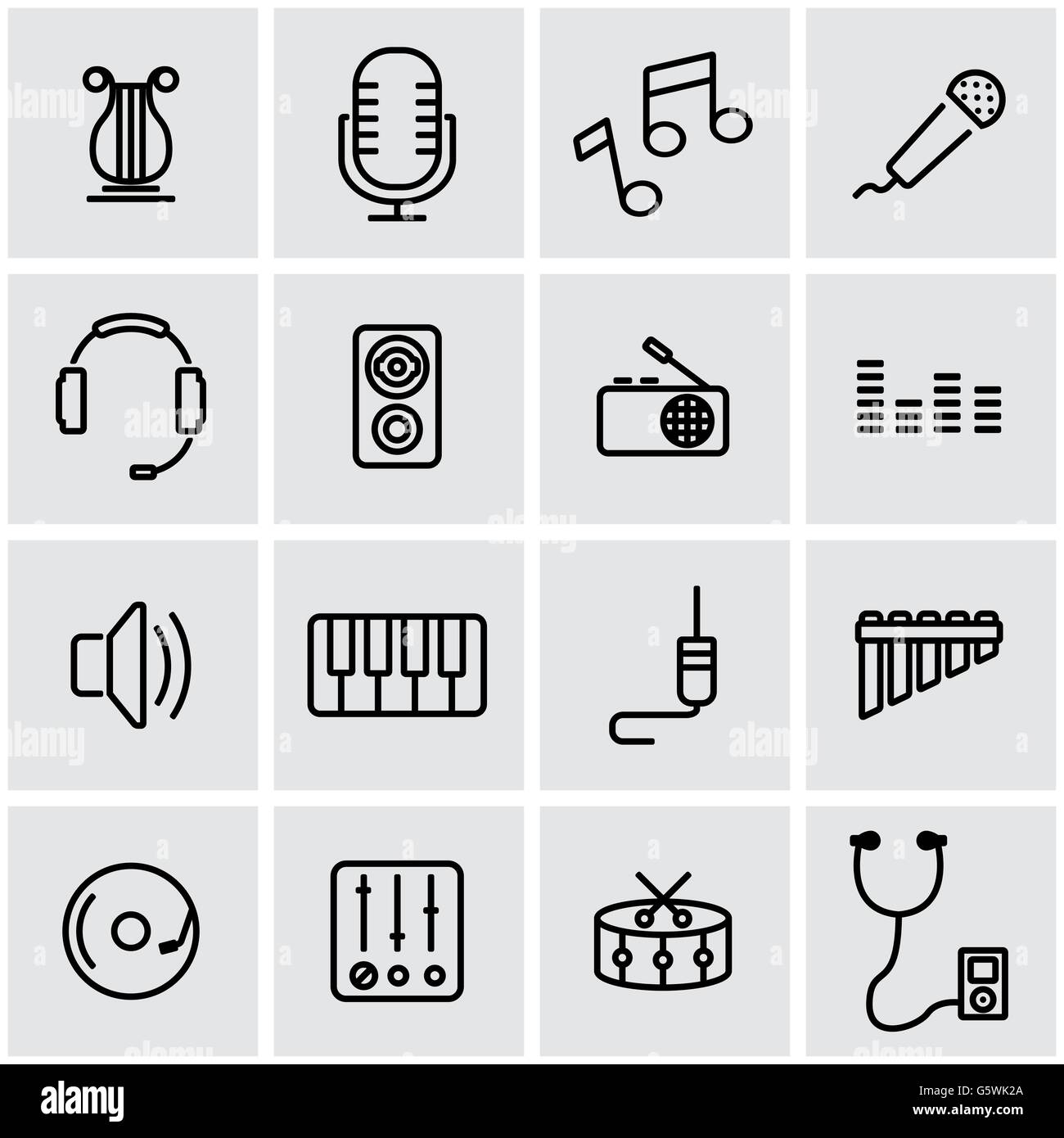 Vector line music icon set Stock Vector Image & Art - Alamy